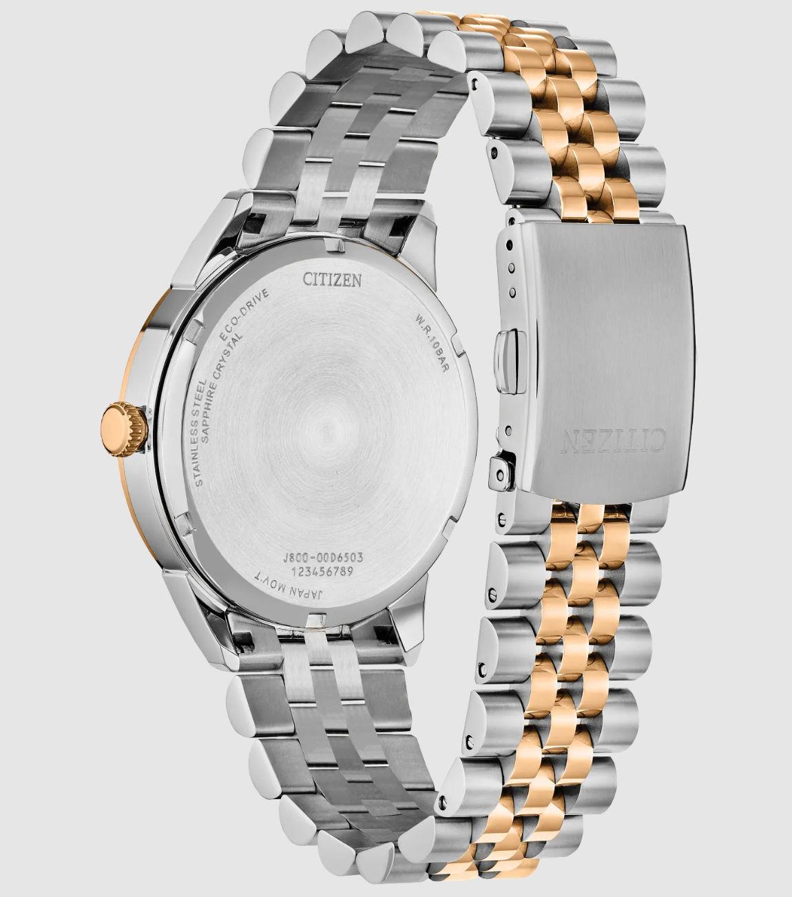 Rolan 2-Tone Brown Dial aw0156-57x - Citizen Eco-Drive wrist watch