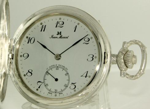 Sterling Silver Case 680-007-25 - Jean Marcel White pocket watch